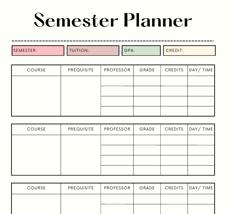 Student Semester Planner 2026 - Free Download | Plan2026 | Plan2026